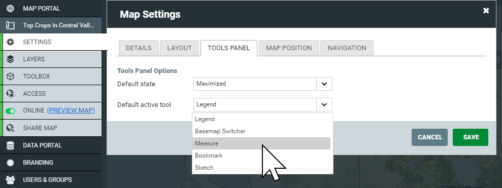 Setting the default map tool – Mango Help Centre